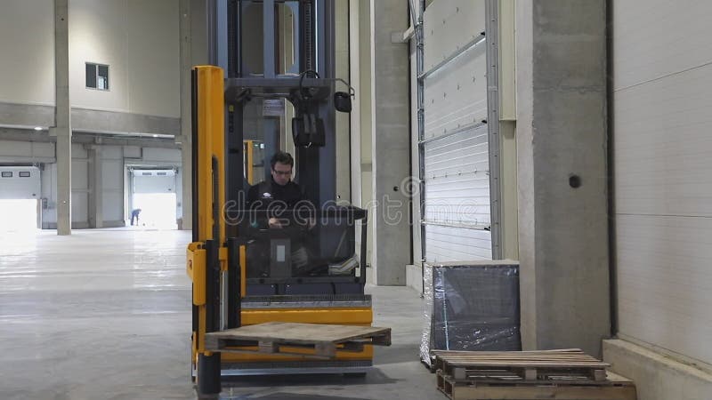 High Rack Stacker Forklift stock footage. Video of space - 214743380