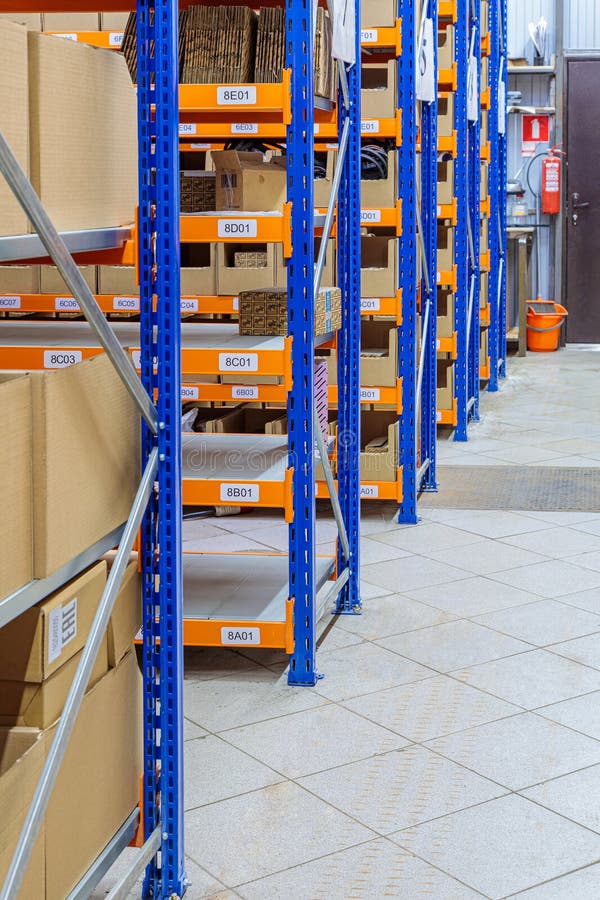 High Racks in the Warehouse of Goods. Stock Photo - Image of good ...