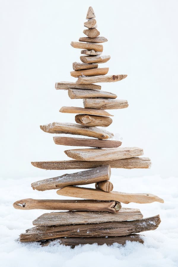 A High-reaching Wooden Christmas Tree Made by Stacking Wooden Blocks ...