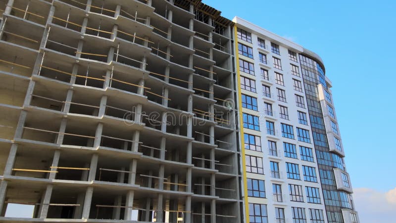 High Residential Apartment Building with Monolithic Frame and Glass ...