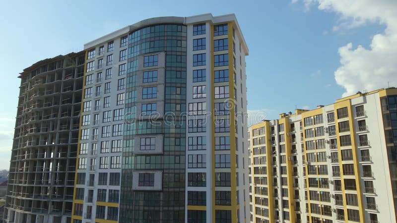 High Residential Apartment Building with Monolithic Frame and Glass ...