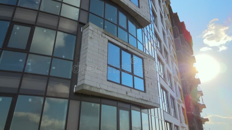 High Residential Apartment Building with Monolithic Frame and Glass ...