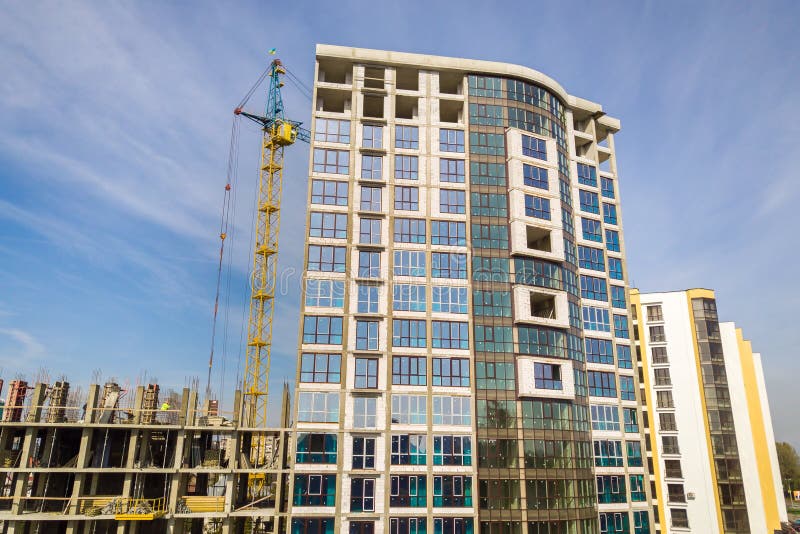High Residential Apartment Building Under Construction. Real Estate ...