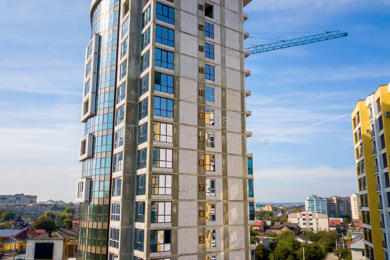 High Residential Apartment Building Under Construction. Real Estate ...