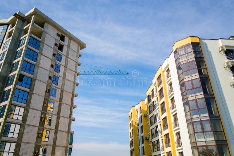 High Residential Apartment Building Under Construction. Real Estate ...
