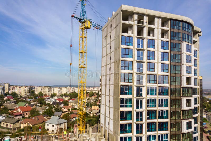 High Residential Apartment Building Under Construction. Real Estate ...