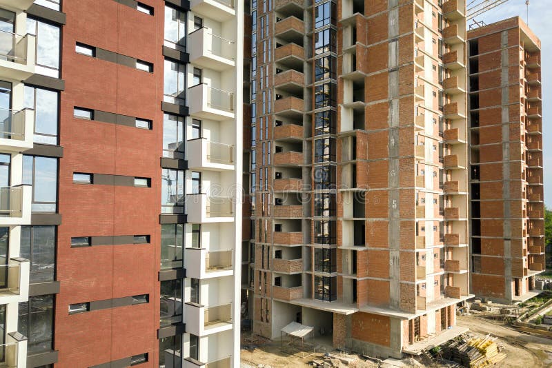 High Residential Apartment Buildings Under Construction. Real Estate ...