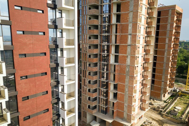 High Residential Apartment Buildings Under Construction. Real Estate ...