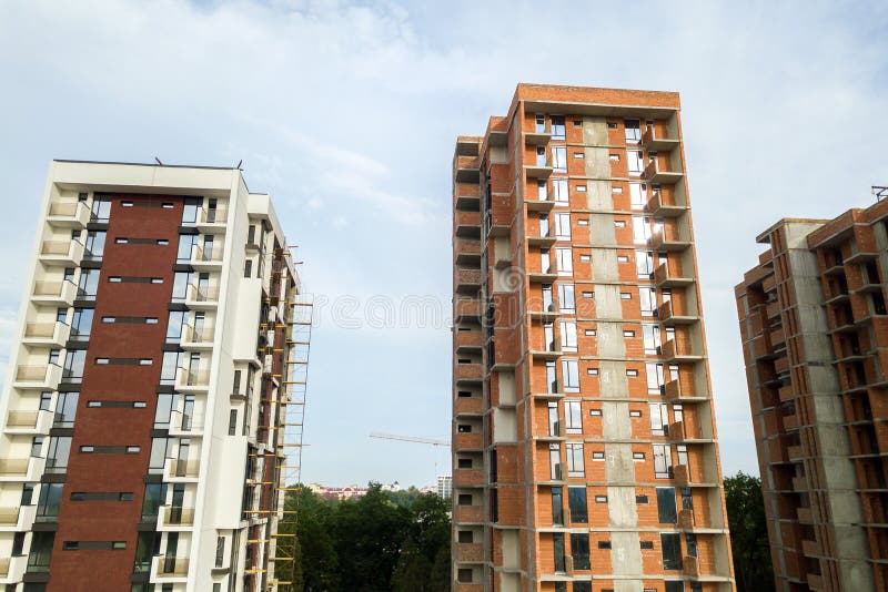 High Residential Apartment Buildings Under Construction. Real Estate ...
