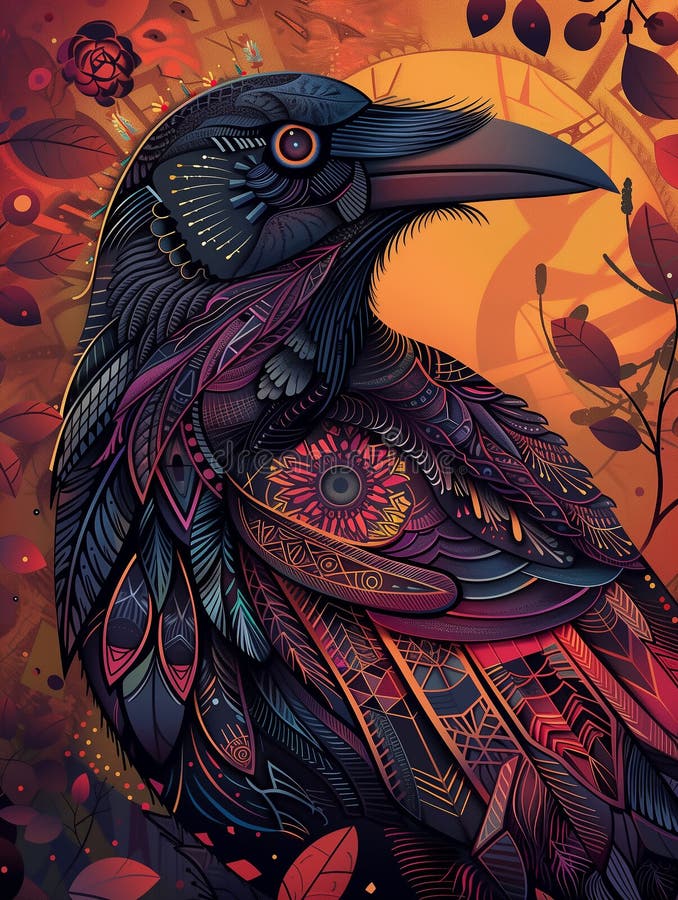 High-Resolution Abstract Raven Art Complex Geometric Shapes Symbol of ...