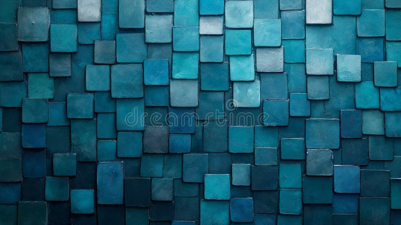 Abstract High Resolution Mosaic Image of Blue Square Tiles Generative ...
