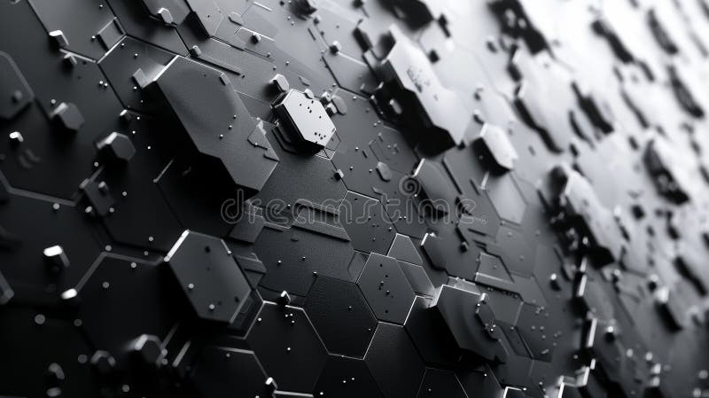 High-resolution Abstract Close-up of Black Interconnected Hexagonal and ...