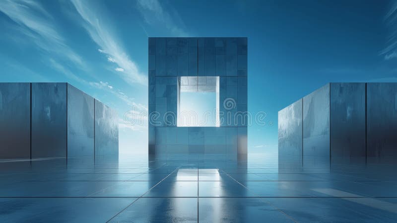 High-Resolution Abstract Geometric Facade with Wavy Design and Circular ...