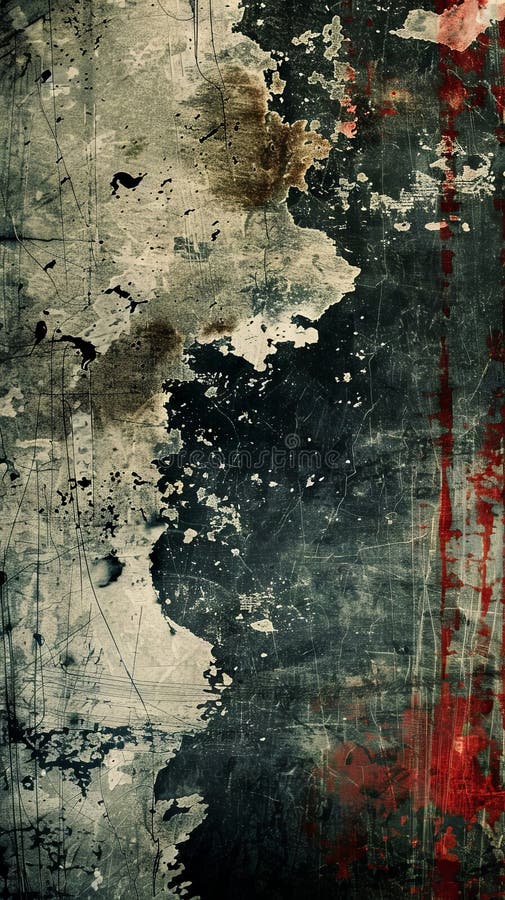 Abstract Grunge Texture with Peeling Paint and Red Streaks on Weathered ...
