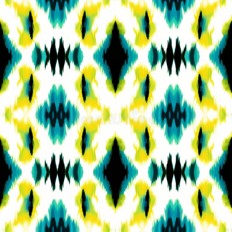 High Resolution Abstract Ikat Pattern with Symmetrical Design Stock ...