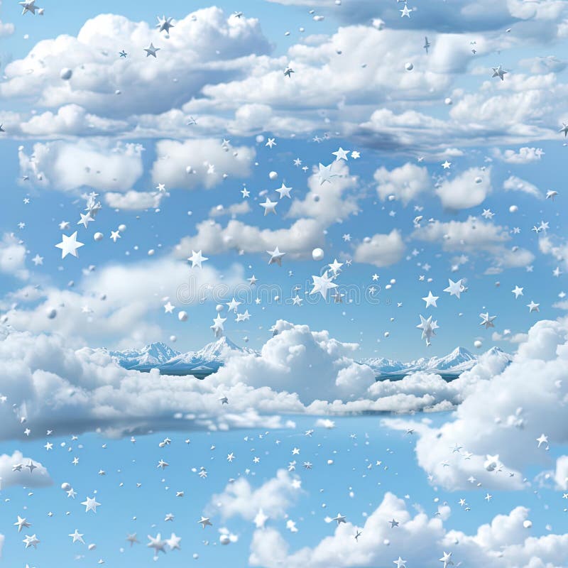 High-resolution Abstract Sky with Clouds, Stars, and Snow (tiled) Stock ...