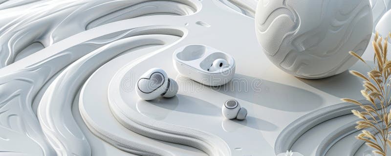 High-resolution Advertising Poster of Modern Wireless Earbuds in Case ...