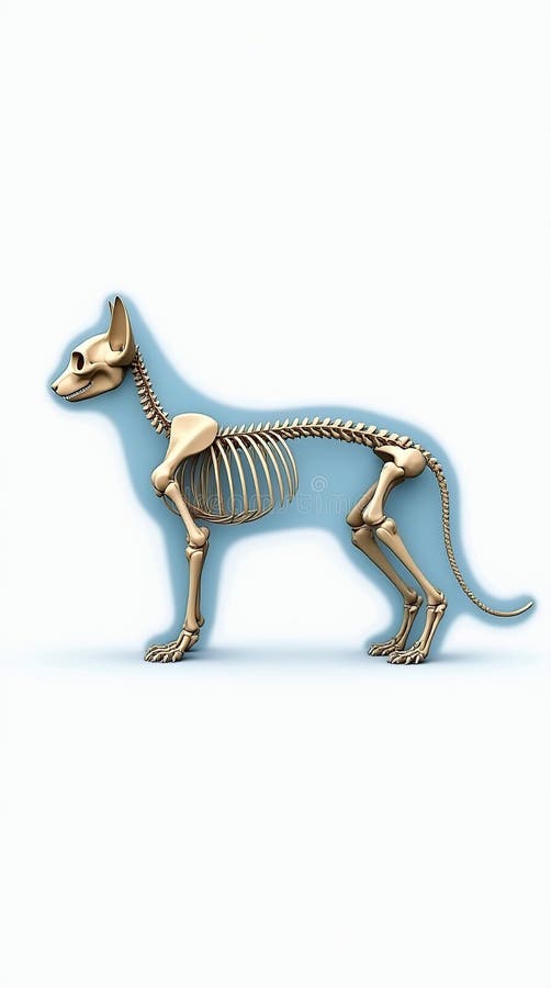 High-Resolution Anatomical Illustration of a Standing Cat Skeleton ...
