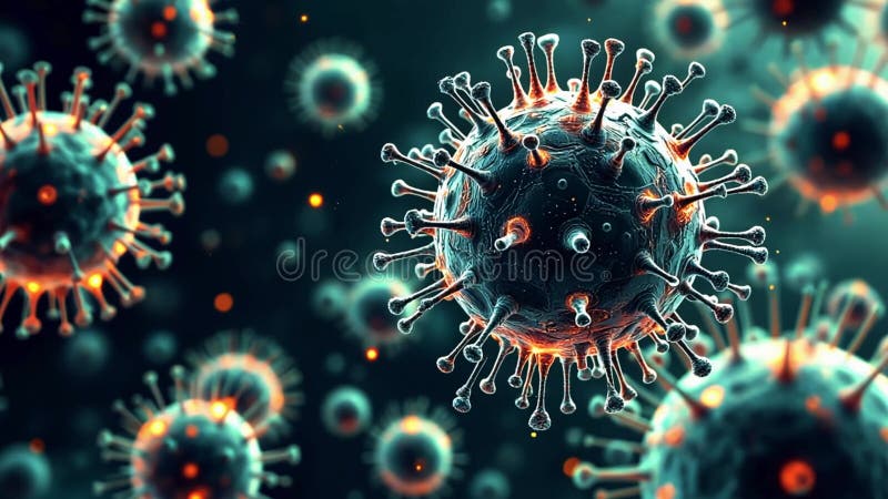 High-Resolution Animation of Glowing Virus Particles in Motion Stock ...