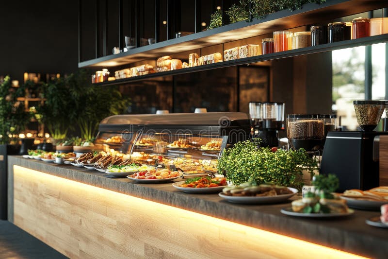 High-Resolution Background Image of a Cafe or Buffet Wall Stock Image ...