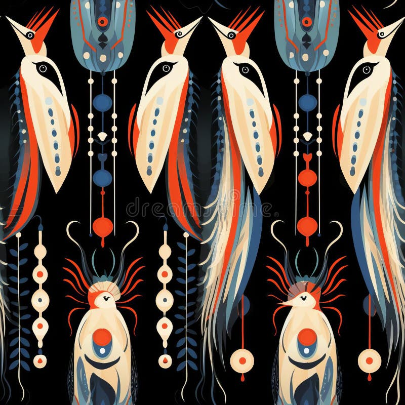 High Resolution Birds Ikat Pattern Designs with Symmetry Stock ...