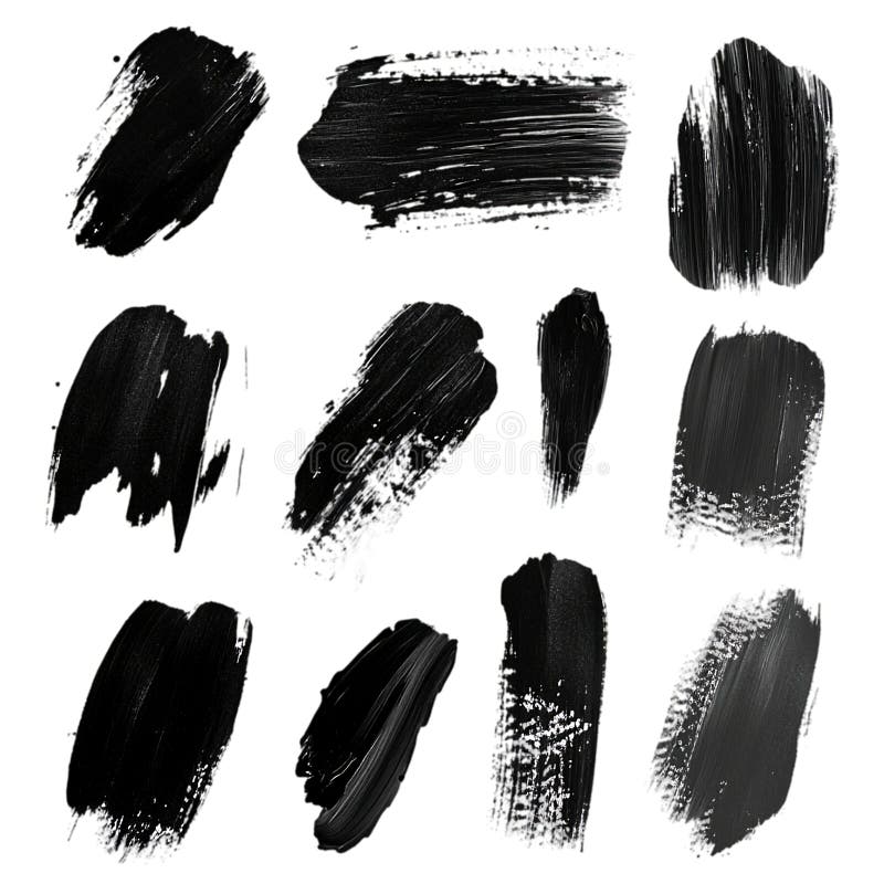Black Ink Brush Strokes Abstract Design Elements Art Set Dark Hand Mark ...