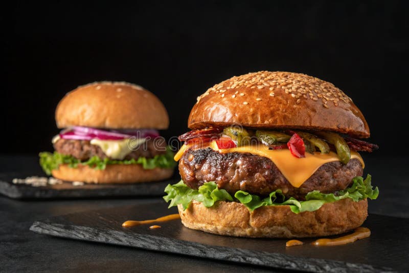High Resolution Burger Image. Generated Using AI. Stock Illustration ...