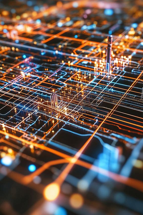 High-resolution CAD Rendering of a City-wide Electrical Grid System ...