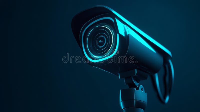 High Resolution Charcoal Black Security Camera on Dark Background Stock ...