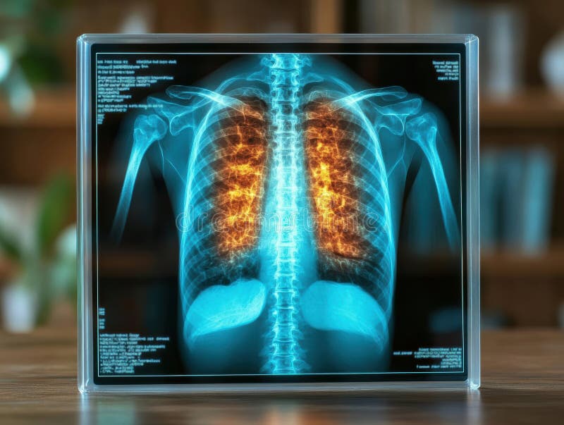 High-resolution Chest X-ray Displaying a Lung Infection, with ...