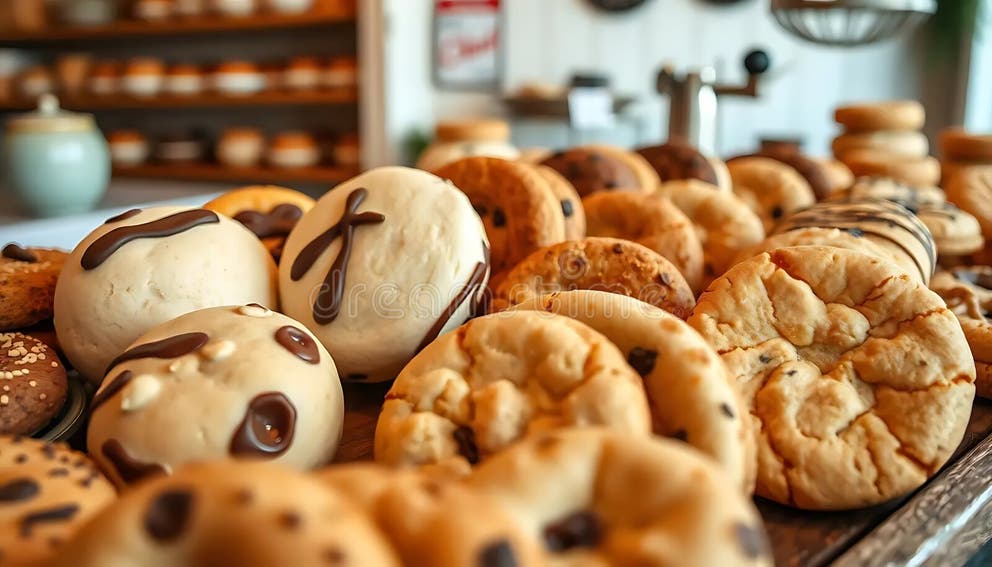 High-Resolution Close-Up of Delicious Bakery Pastries and Cookies Stock ...