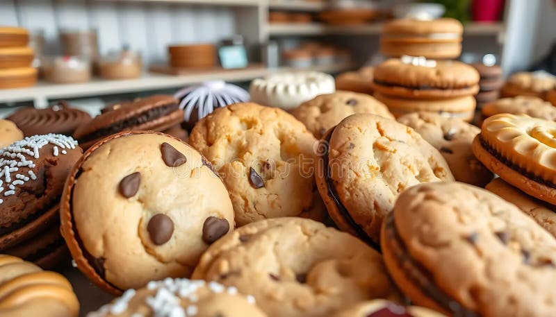 High-Resolution Close-Up of Delicious Bakery Pastries and Cookies Stock ...