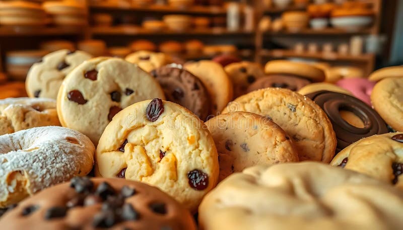 High-Resolution Close-Up of Delicious Bakery Pastries and Cookies Stock ...