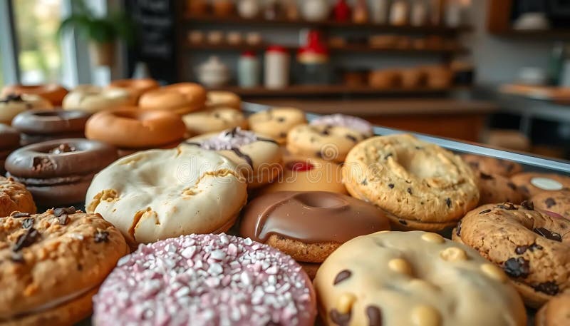 High-Resolution Close-Up of Delicious Bakery Pastries and Cookies Stock ...