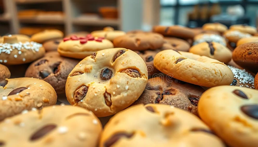 High-Resolution Close-Up of Delicious Bakery Pastries and Cookies Stock ...