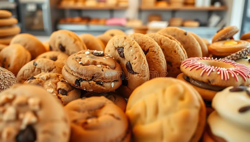 High-Resolution Close-Up of Delicious Bakery Pastries and Cookies Stock ...