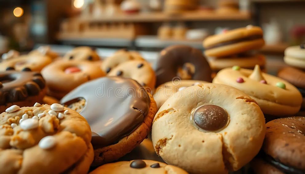 High-Resolution Close-Up of Delicious Bakery Pastries and Cookies Stock ...
