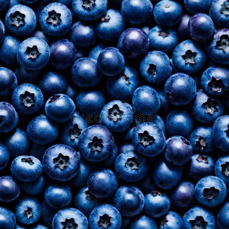 High-resolution Close-up of a Dense Cluster of Fresh Blueberries Viewed ...