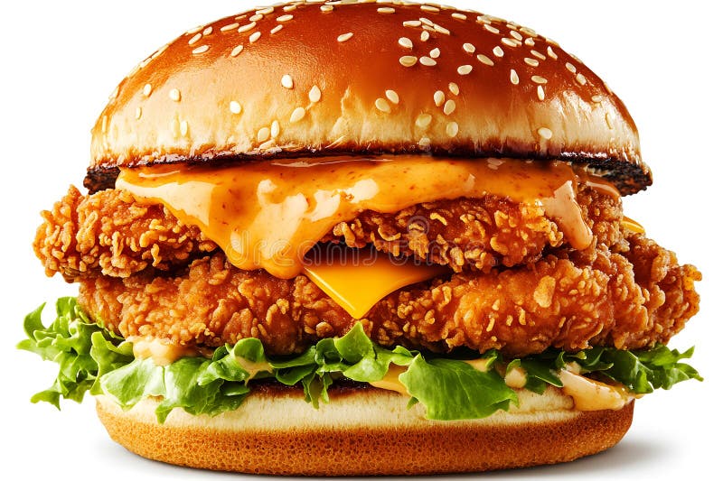 A High Resolution Close-up of a Double-layered Chicken Burger Stock ...