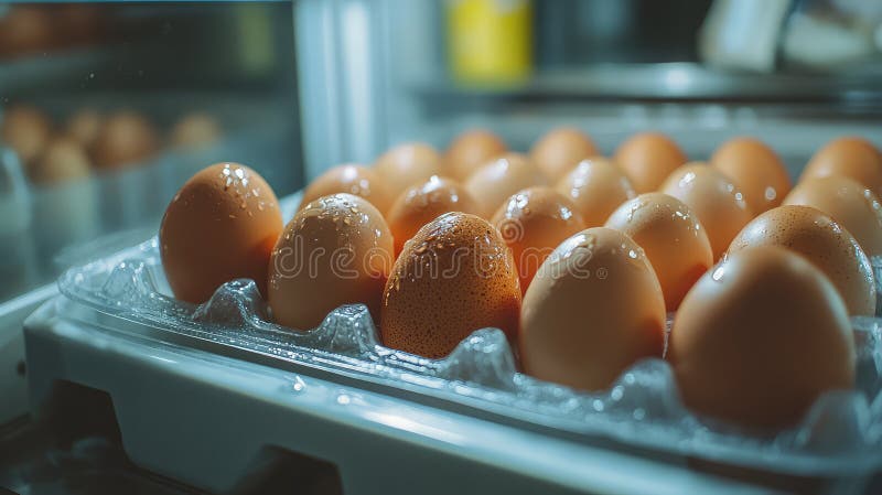 High-resolution Close-up of Eggs in a Plastic Tray Inside a ...