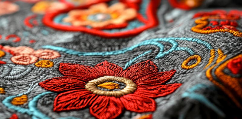 A High-resolution Close-up of Embroidered Fabric with Elaborate ...