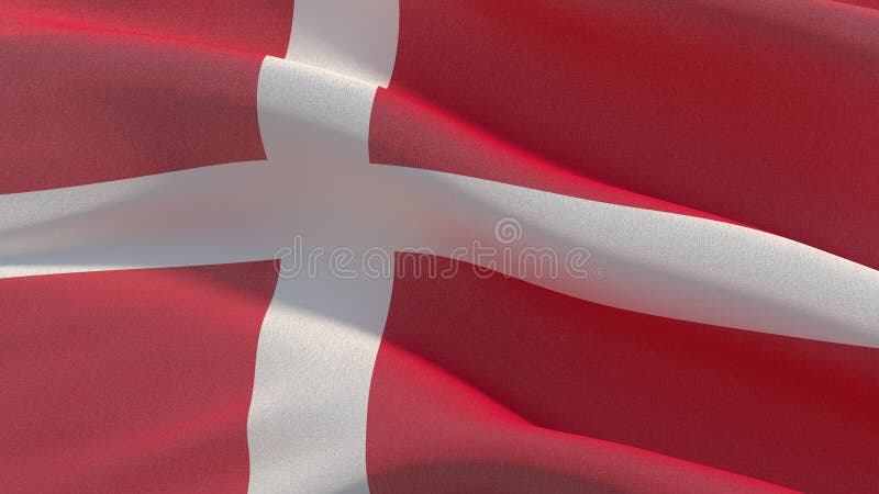 High Resolution Close-up Flag of Denmark. 3D Illustration. Stock ...