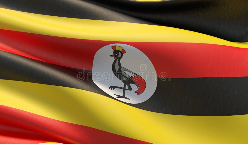High Resolution Close-up Flag of Uganda. 3D Illustration. Stock ...