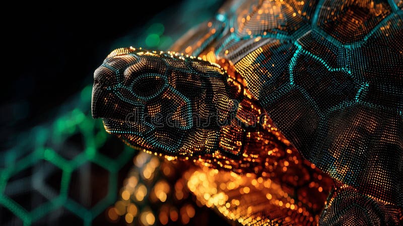High-resolution Close-up of Glowing Turtle Shell Pattern on LED Screen ...