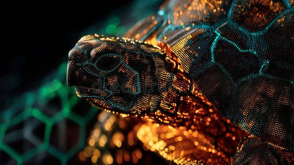 High-resolution Close-up of Glowing Turtle Shell Pattern on LED Screen ...