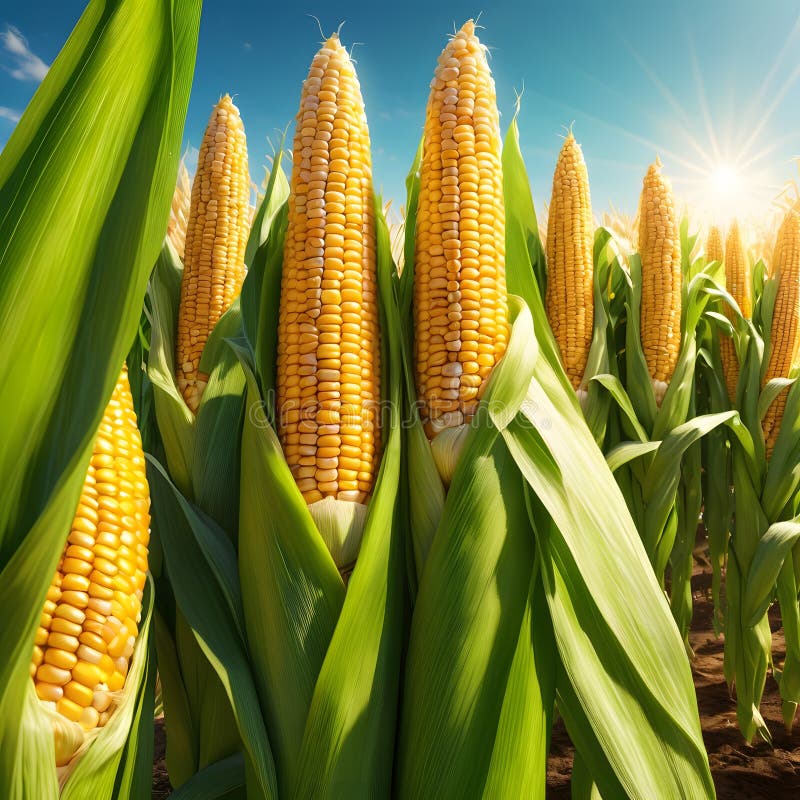 High Resolution Close Up of Golden Corn in Field Scenic Landscape Stock ...