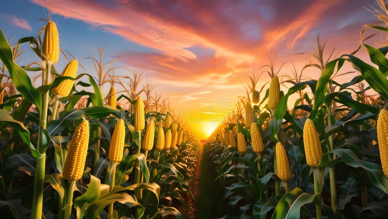 High Resolution Close Up of Golden Corn in Field Scenic Landscape Stock ...