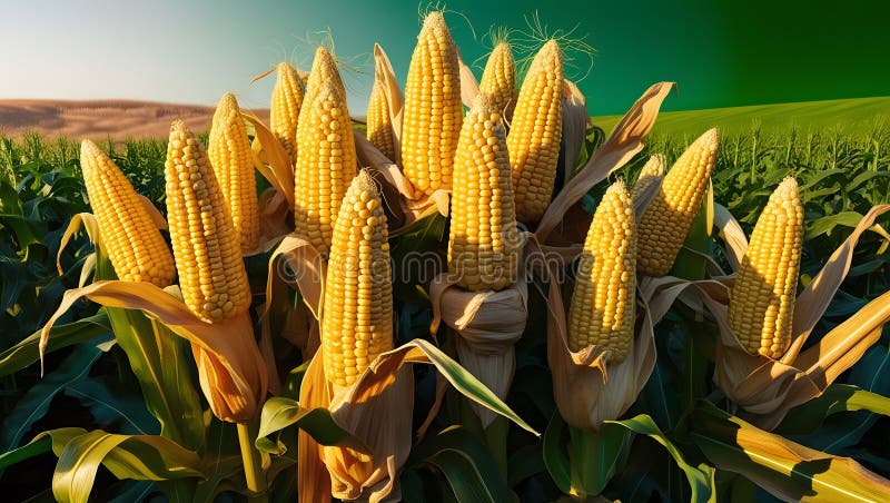 High Resolution Close Up of Golden Corn in Field Scenic Landscape Stock ...