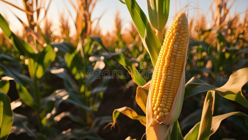 High Resolution Close Up of Golden Corn in Field Scenic Landscape Stock ...