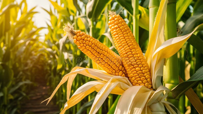 High Resolution Close Up of Golden Corn in Field Scenic Landscape Stock ...